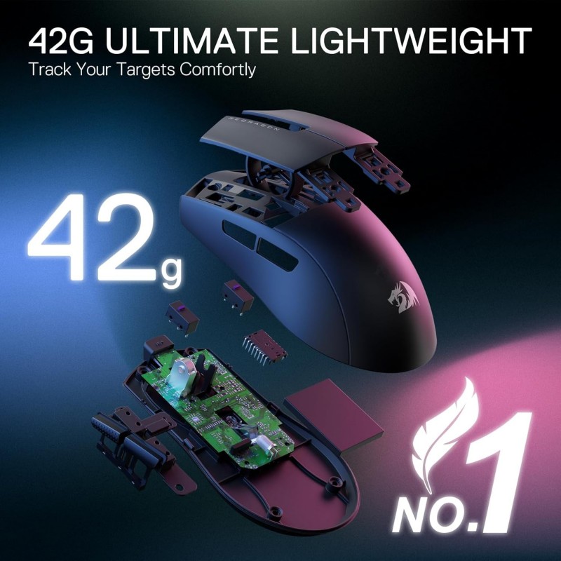 Mouse Redragon M724 - 42G ultraligero 12,400 DPI