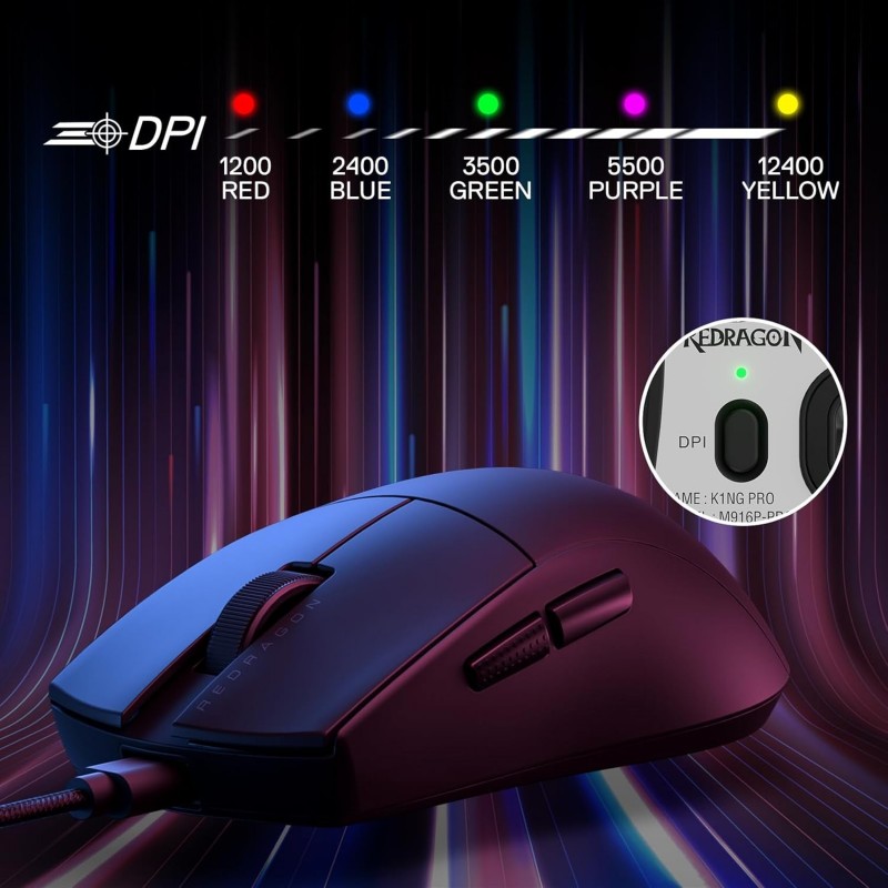 Mouse Redragon M724 - 42G ultraligero 12,400 DPI