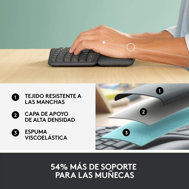 Teclado Logitech ERGO K860 inalámbrico y ergonómico